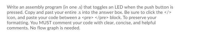 Solved Write an assembly program (in one.s) that toggles an | Chegg.com