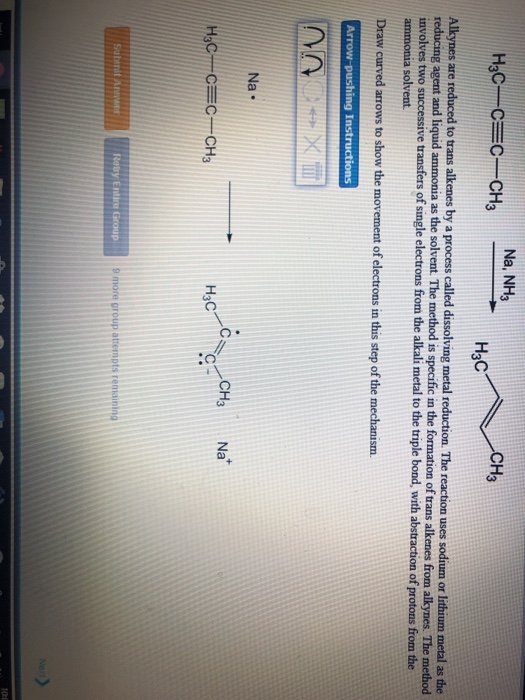 Solved Na, NH3 CH3 H3C Alkynes are reduced to trans alkenes | Chegg.com