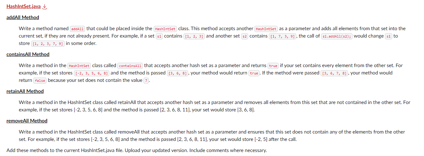 Solved Please read instructions carefully - the "HashIntSet" | Chegg.com