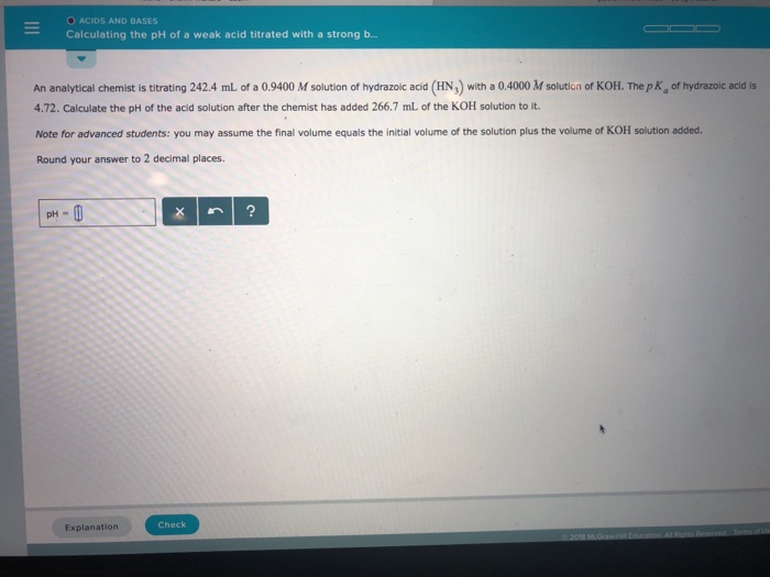 Solved O ACIDS AND BASES Calculating the pH of a weak acid | Chegg.com
