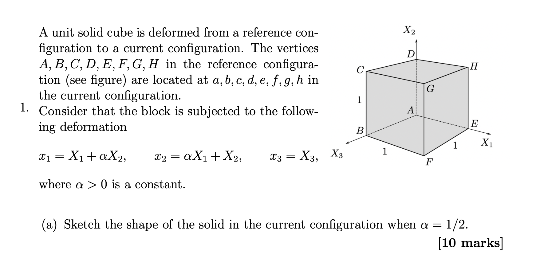 Solved by an EXPERT A unit solid cube is ﻿deformed from a reference | Chegg.com