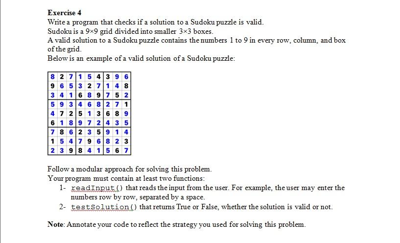 Solved Exercise 4 Write a program that checks if a solution | Chegg.com