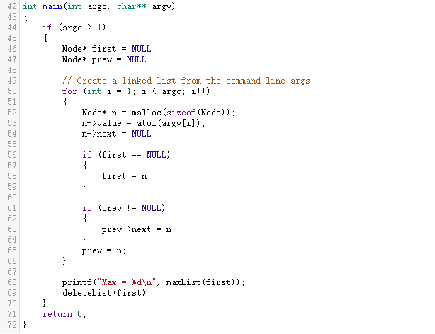 Solved 1 \/ This program builds a null-terminated singly | Chegg.com