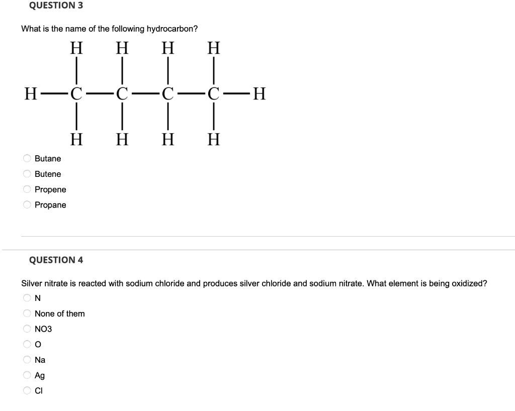 Solved What is the name of the following hydrocarbon? Butane | Chegg.com