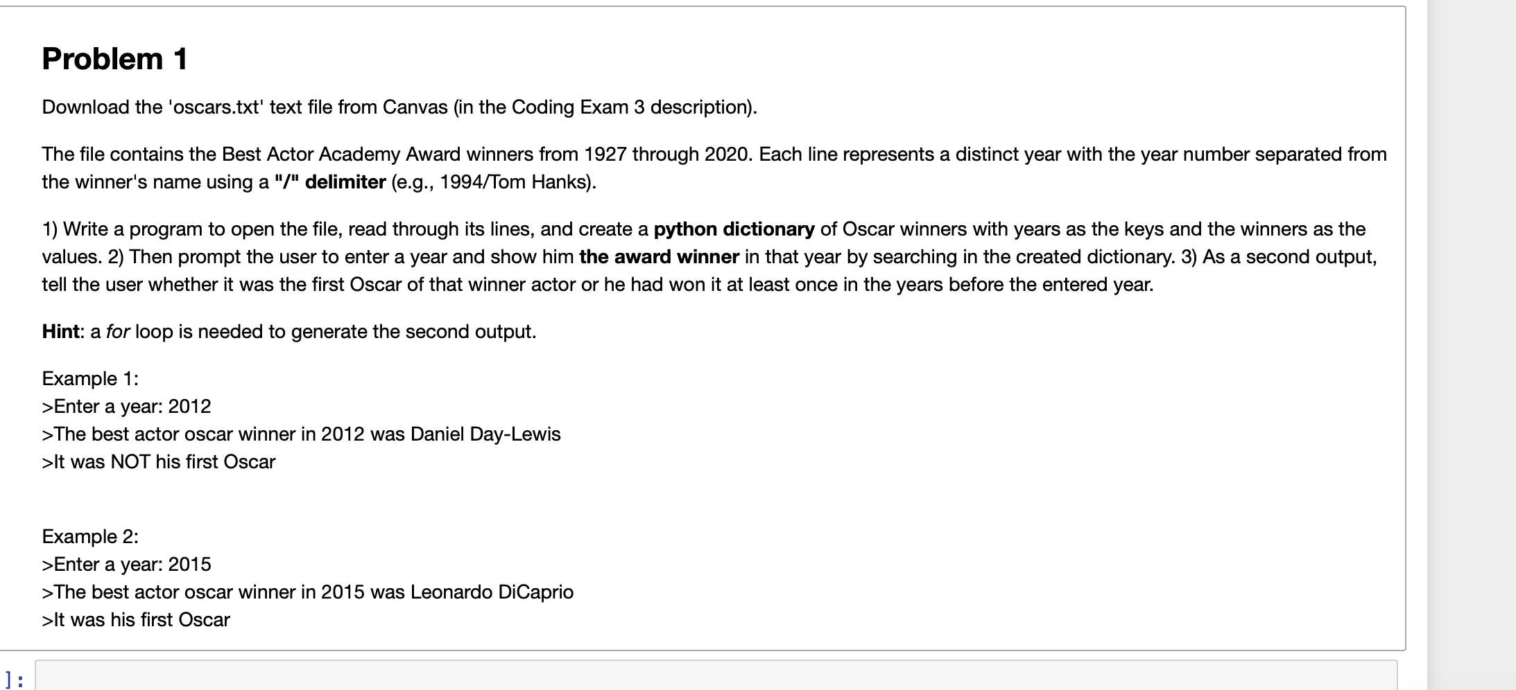 Solved Problem 1 Download The oscars txt Text File From Chegg