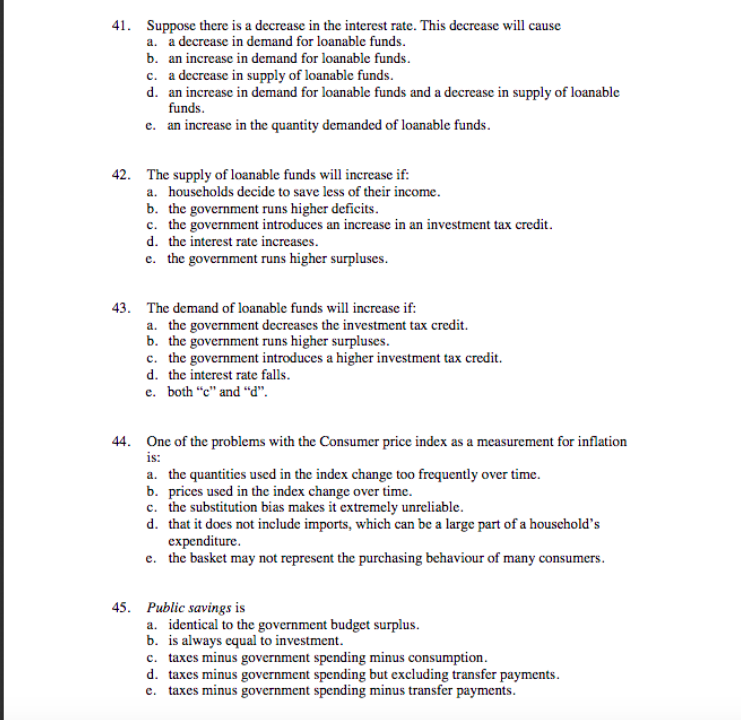 Solved 41. Suppose there is a decrease in the interest rate. | Chegg.com
