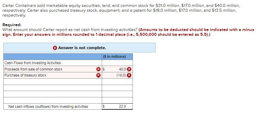 Solved Carter Containers sold marketable equity securities, | Chegg.com