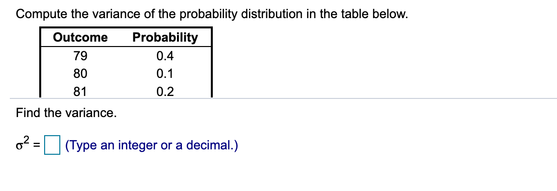 Solved Compute the variance of the probability distribution | Chegg.com