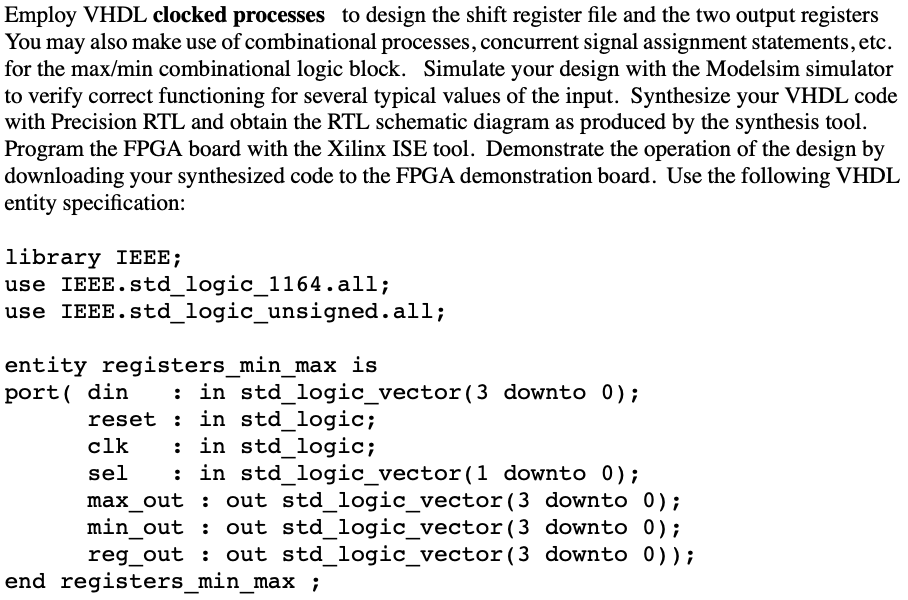 Solved din reset D RO Q MAX_REG clk MAX/MIN COMBI LOGIC D D | Chegg.com