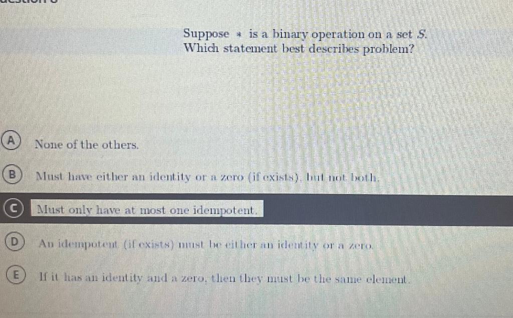Solved Suppose ∗ is a binary operation on a set S. Which | Chegg.com