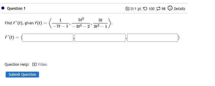 Solved Find r′(t), given r(t)= −7t−11,−3t3−25t2,3t2−13t | Chegg.com
