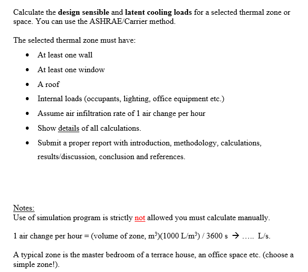 Calculate the design sensible and latent cooling | Chegg.com