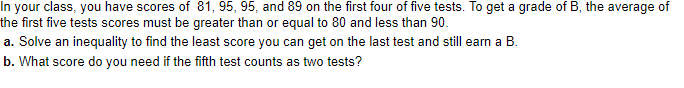 Solved n your class, you have scores of 81,95,95, and 89 on | Chegg.com