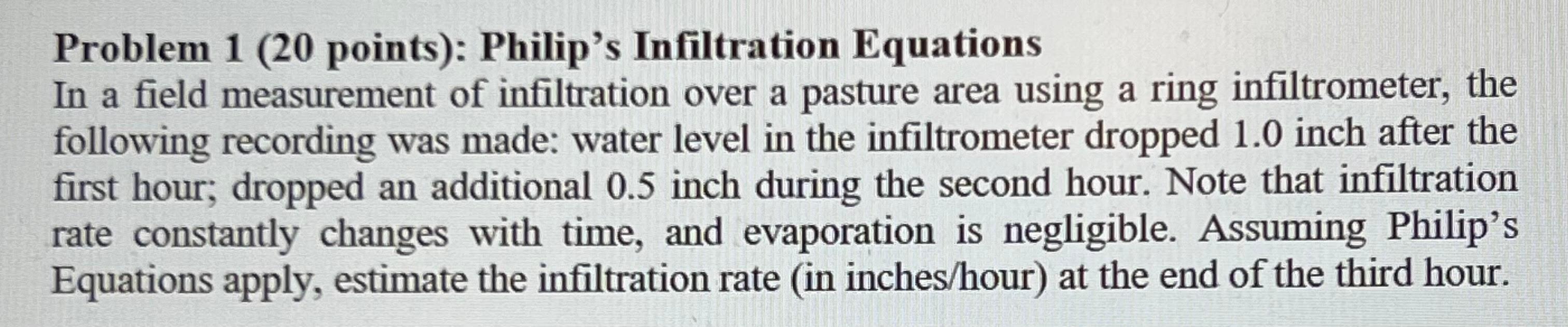 Solved Problem 1 (20 points): Philip's Infiltration | Chegg.com