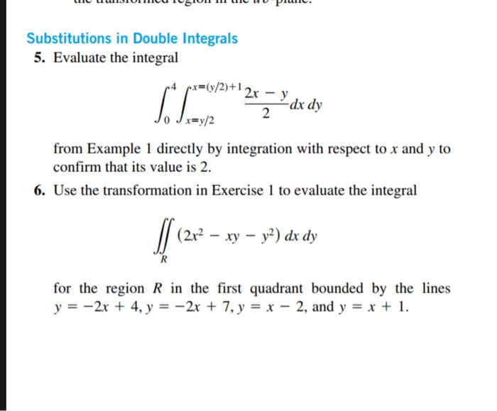 Solved Substitutions in Double Integrals 5. Evaluate the | Chegg.com