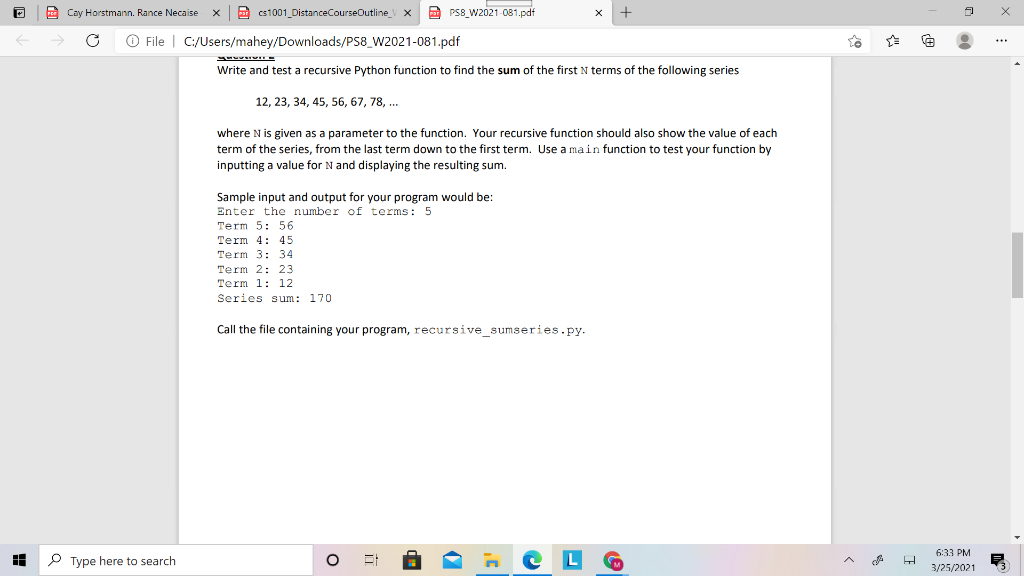 Solved Cay Horstmann. Rance Necaise x | Chegg.com