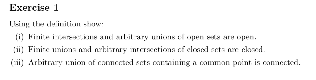 Solved Exercise 1 Using the definition show: (i) Finite | Chegg.com