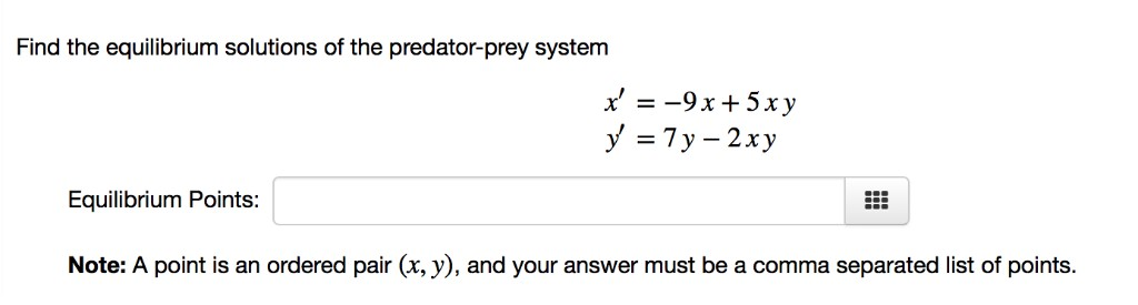 Solved Find the equilibrium solutions of the predator-prey | Chegg.com