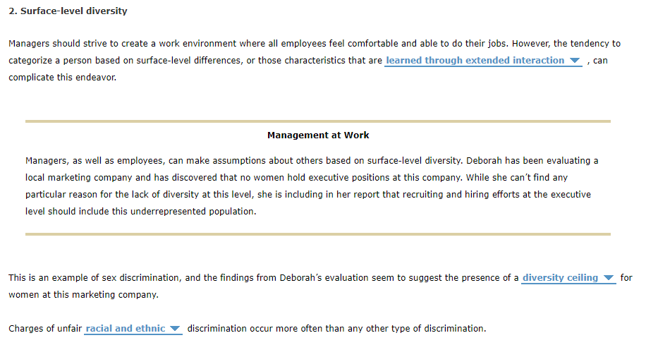 Solved 2. Surface-level diversity Managers should strive to | Chegg.com