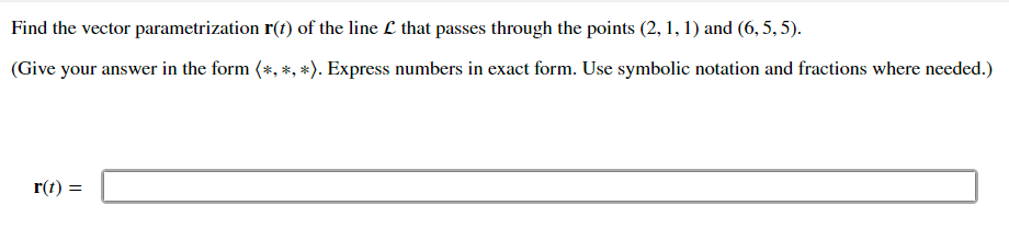 Solved Find the vector parametrization r(t) of the line L | Chegg.com