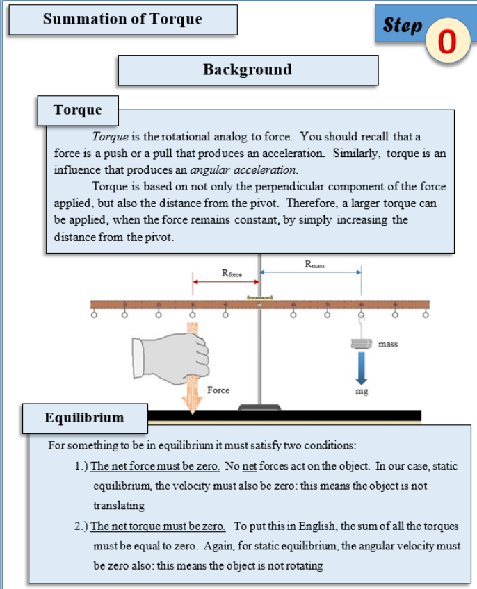 Solved Summation of Torque Step 0 Background Torque Torque | Chegg.com