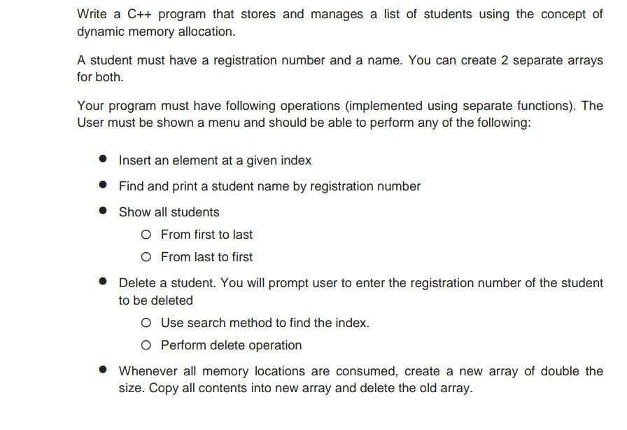 Solved Write a C++ program that stores and manages a list of | Chegg.com