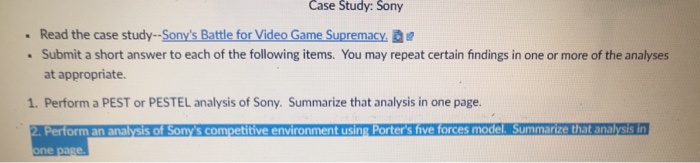 Solved Case Study: Sony Read the case study-Sony's Battle | Chegg.com
