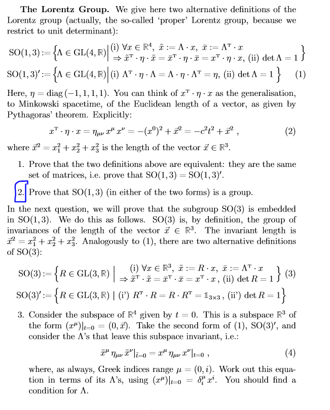 The Lorentz Group. We give here two alternative | Chegg.com