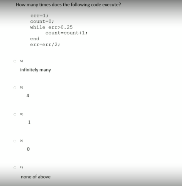Solved How many times does the following code execute? | Chegg.com