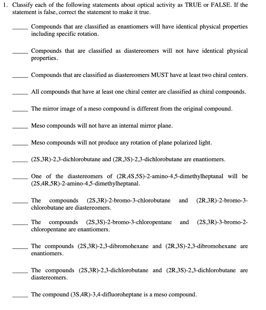 Solved 1. Classify each of the following statements about | Chegg.com
