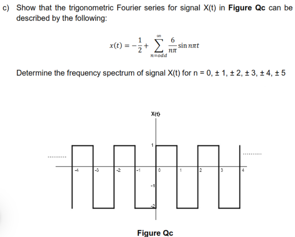 Solved Show that the trigonometric Fourier series for signal | Chegg.com