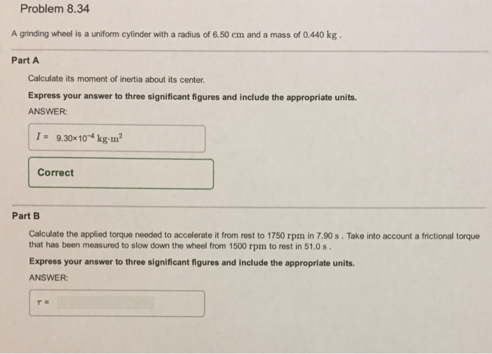 Solved A grinding wheel is a uniform cylinder with a radius | Chegg.com
