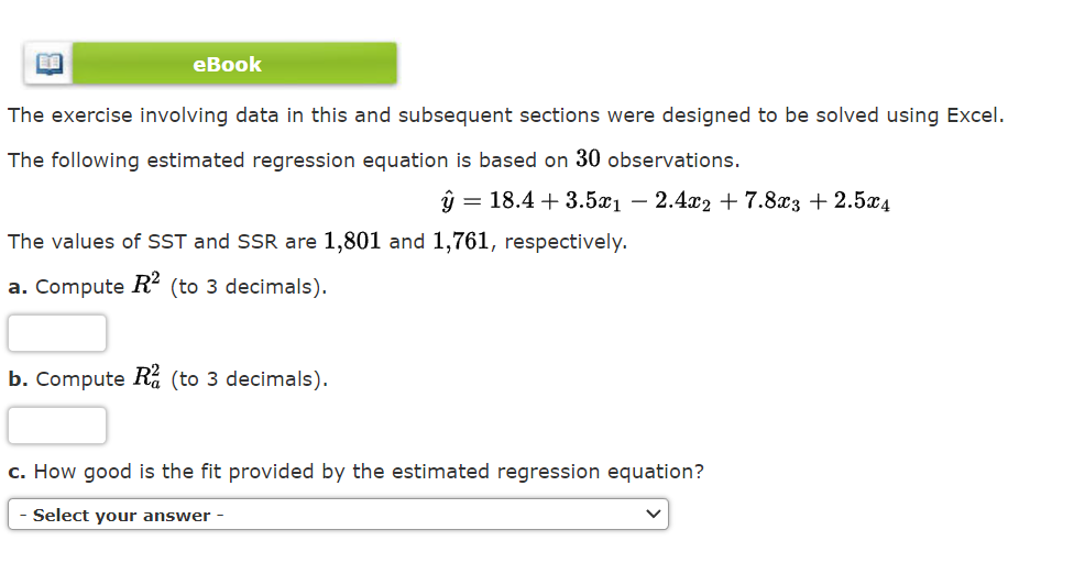 Solved The exercise involving data in this and subsequent | Chegg.com