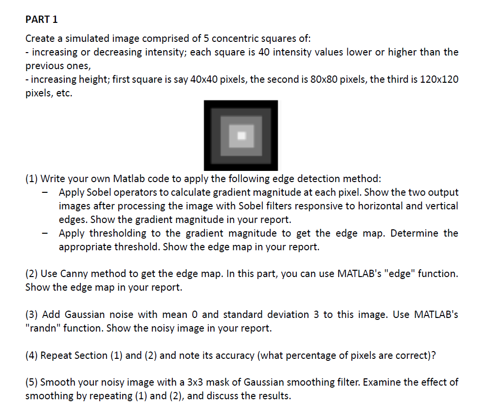 Solved PART 1 Create a simulated image comprised of 5 | Chegg.com