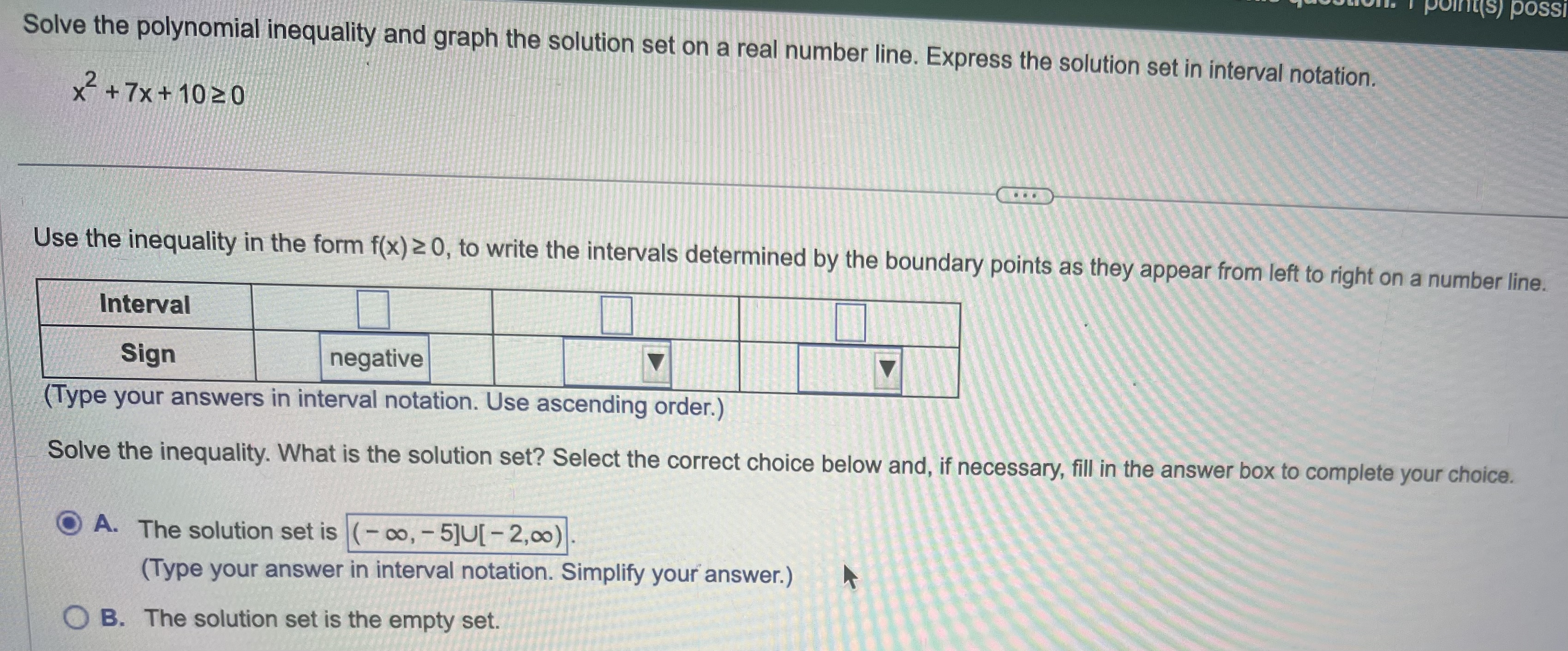 Solved Solve the polynomial inequality and graph the | Chegg.com