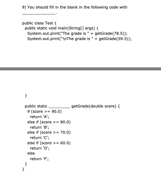 Solved 9) You should fill in the blank in the following code | Chegg.com