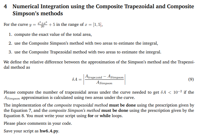 Solved 4 Numerical Integration using the Composite | Chegg.com