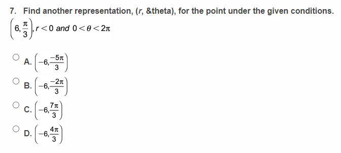 Solved 7. Find another representation, (r, &theta), for the | Chegg.com