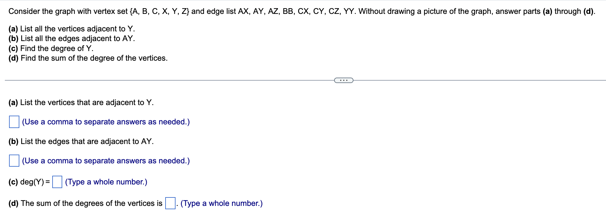 Solved Consider the graph with vertex set {A,B,C,X,Y,Z} and | Chegg.com