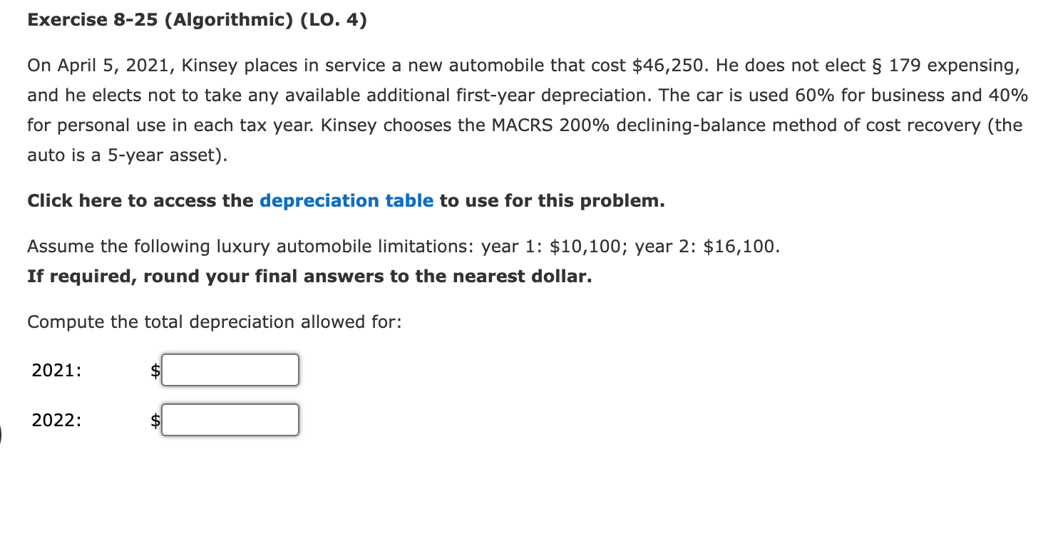 Solved Exercise 8-25 (Algorithmic) (LO. 4) On April 5, 2021, | Chegg.com