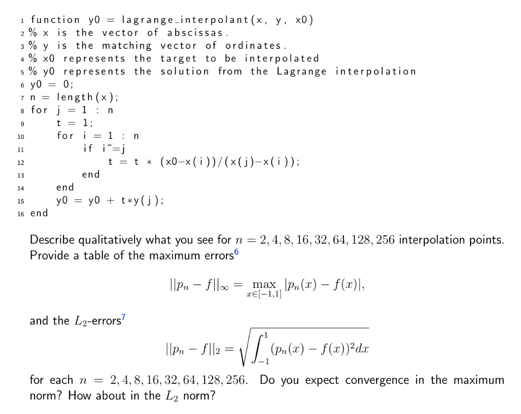 9. [Errors in polynomial interpolation, 3pt extra | Chegg.com