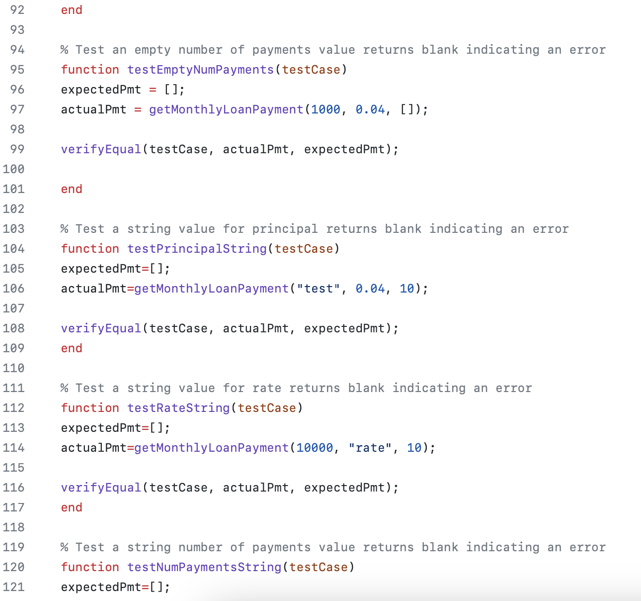 Solved function payment = getMonthlyLoanPayment (principal, | Chegg.com