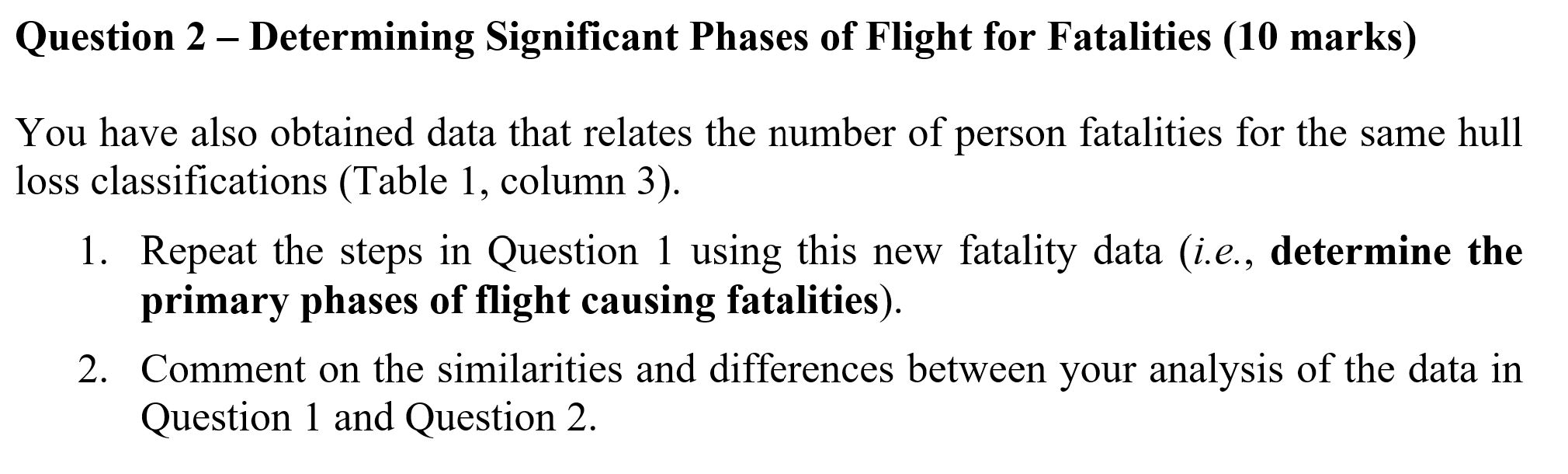 Question 1 - Determining Cause of Aircraft Hull Loss | Chegg.com