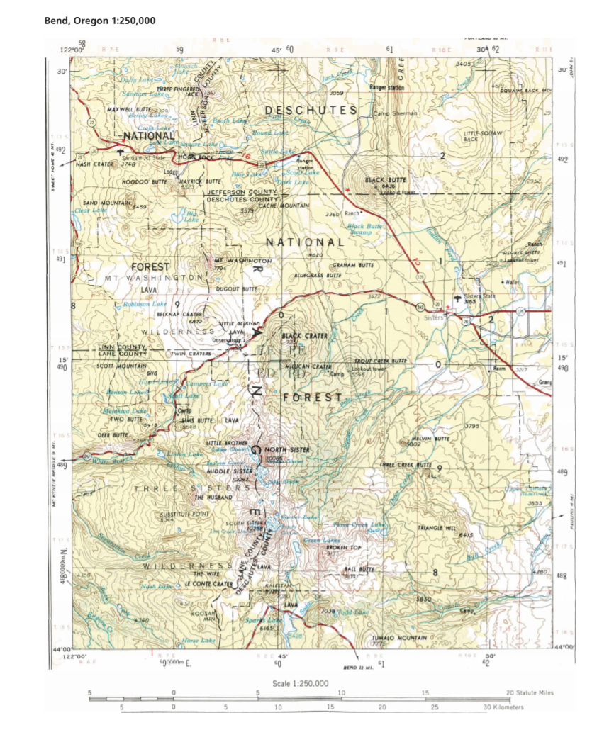 Use the Bend, Oregon 1:250,000 topographic map | Chegg.com