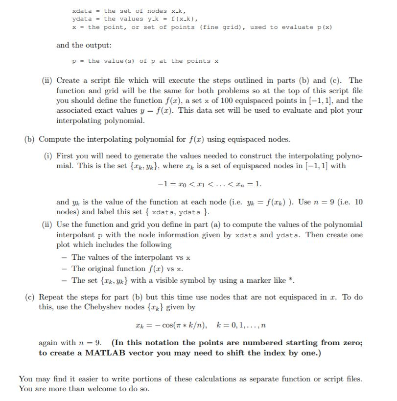Solved The purpose of this problem is two-fold. First we | Chegg.com