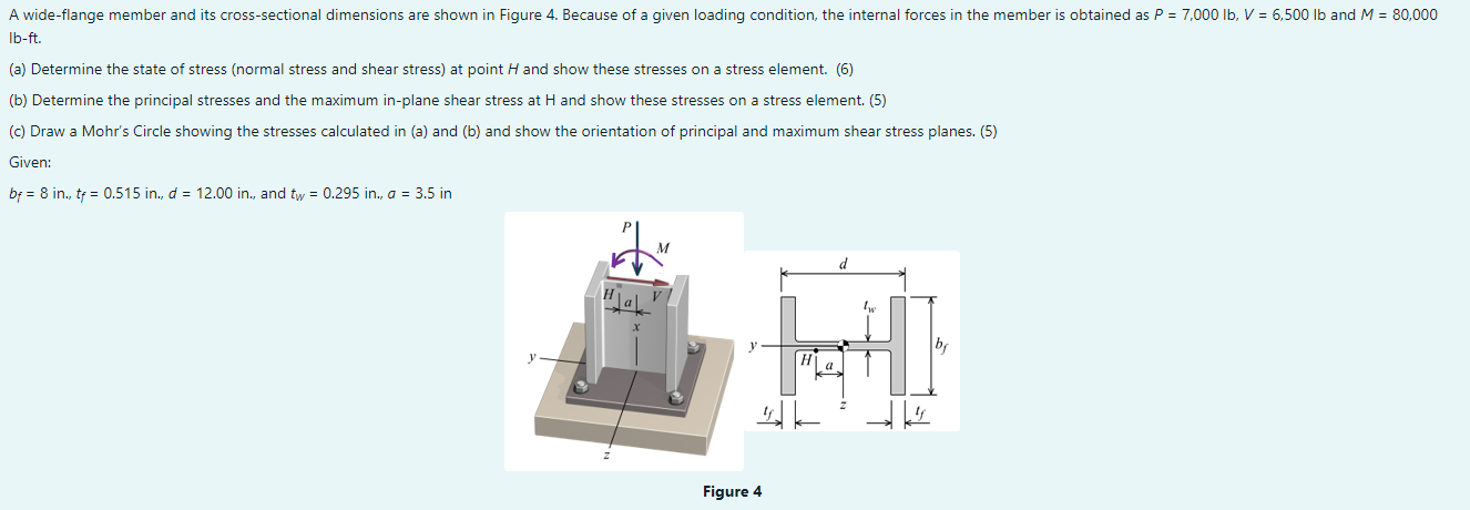 Solved A wide-flange member and its cross-sectional | Chegg.com