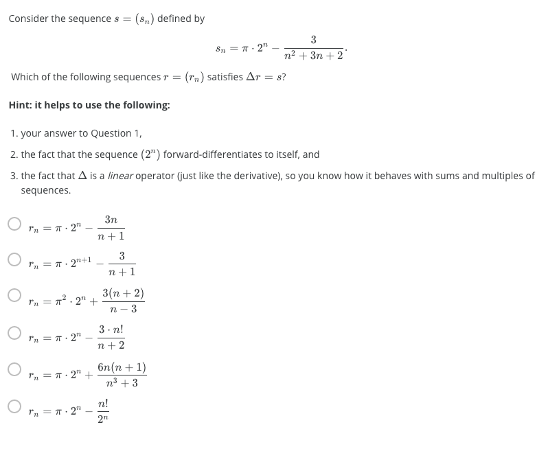 Solved Consider the sequences = (sn) defined by Sn=2" - 3 n2 | Chegg.com
