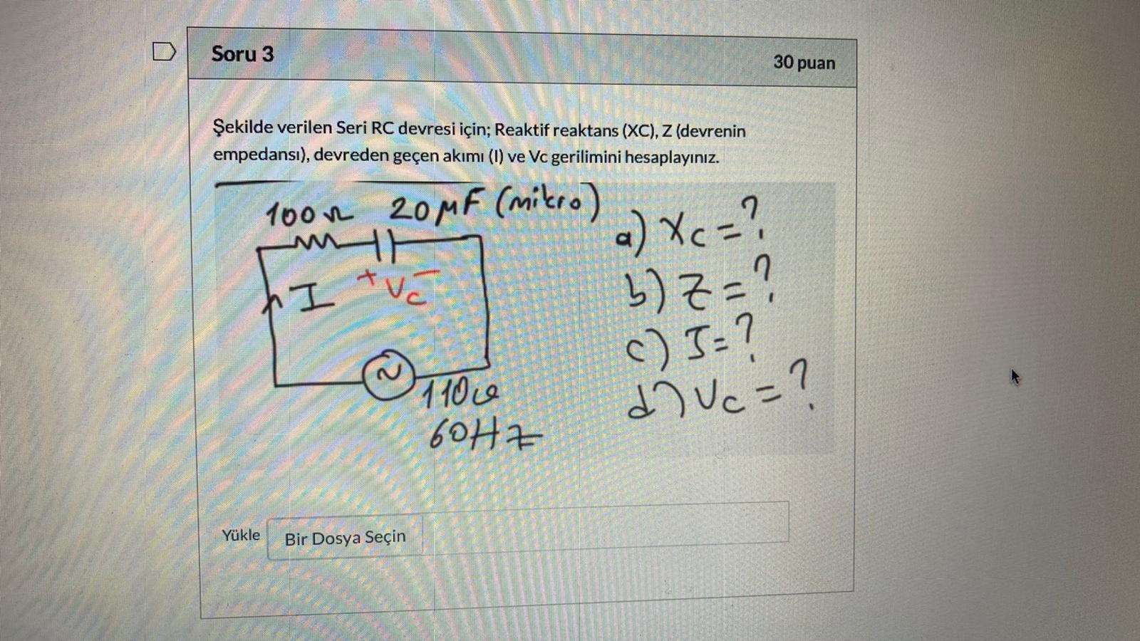 Solved reactive reactance (XC) impedance of the circuit | Chegg.com