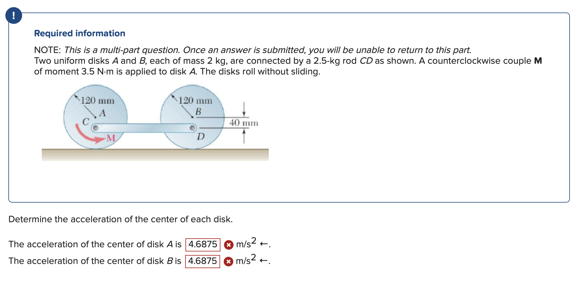 Solved ! Required information NOTE: This is a multi-part | Chegg.com
