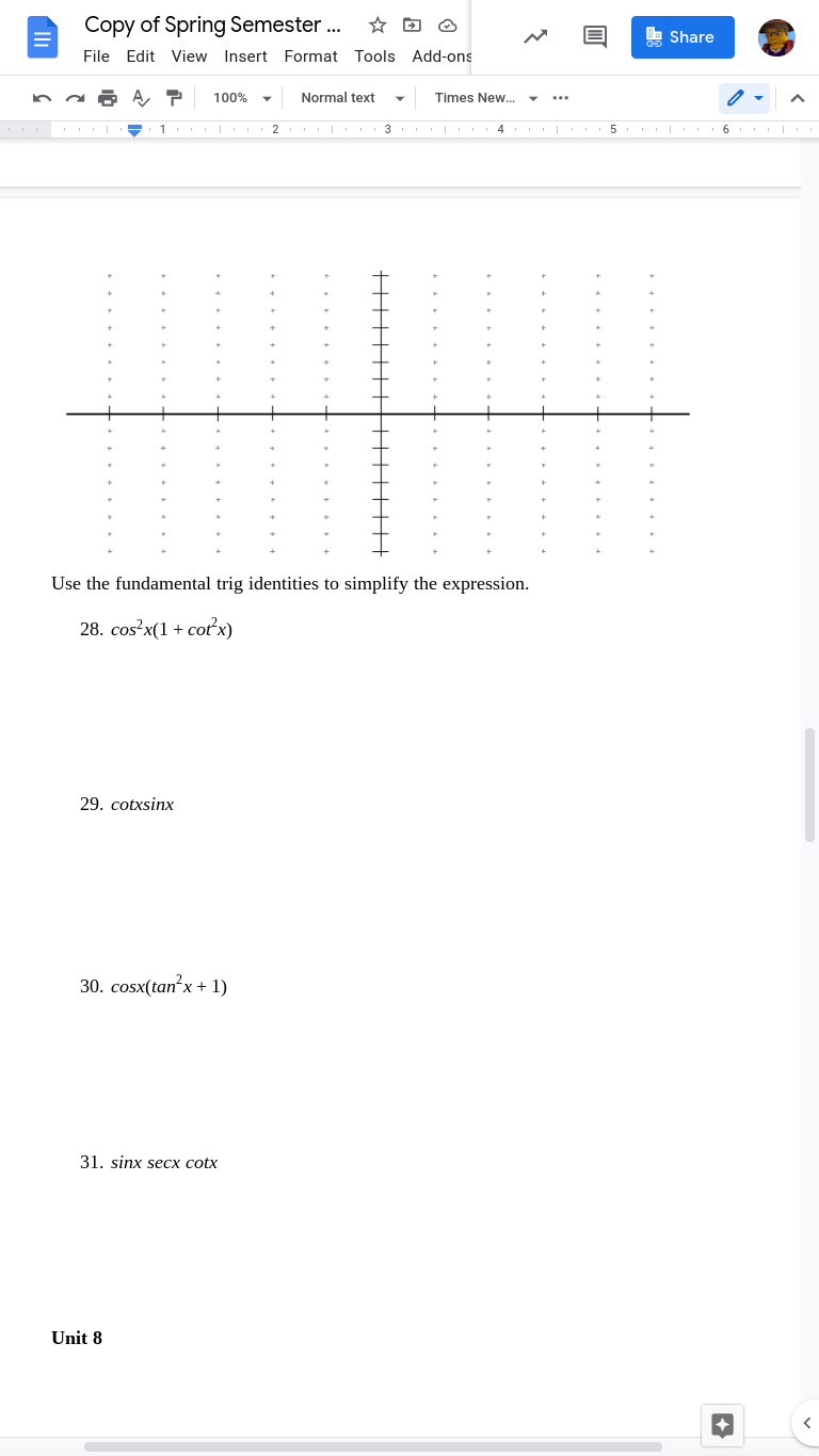 Solved Copy Of Spring Semester Review File Edit View Insert 